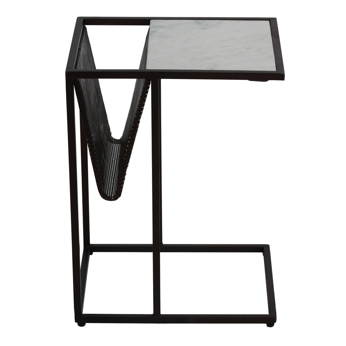 Bare Decor Maggi Magazine Rack C Table in Black Metal with Marble ...