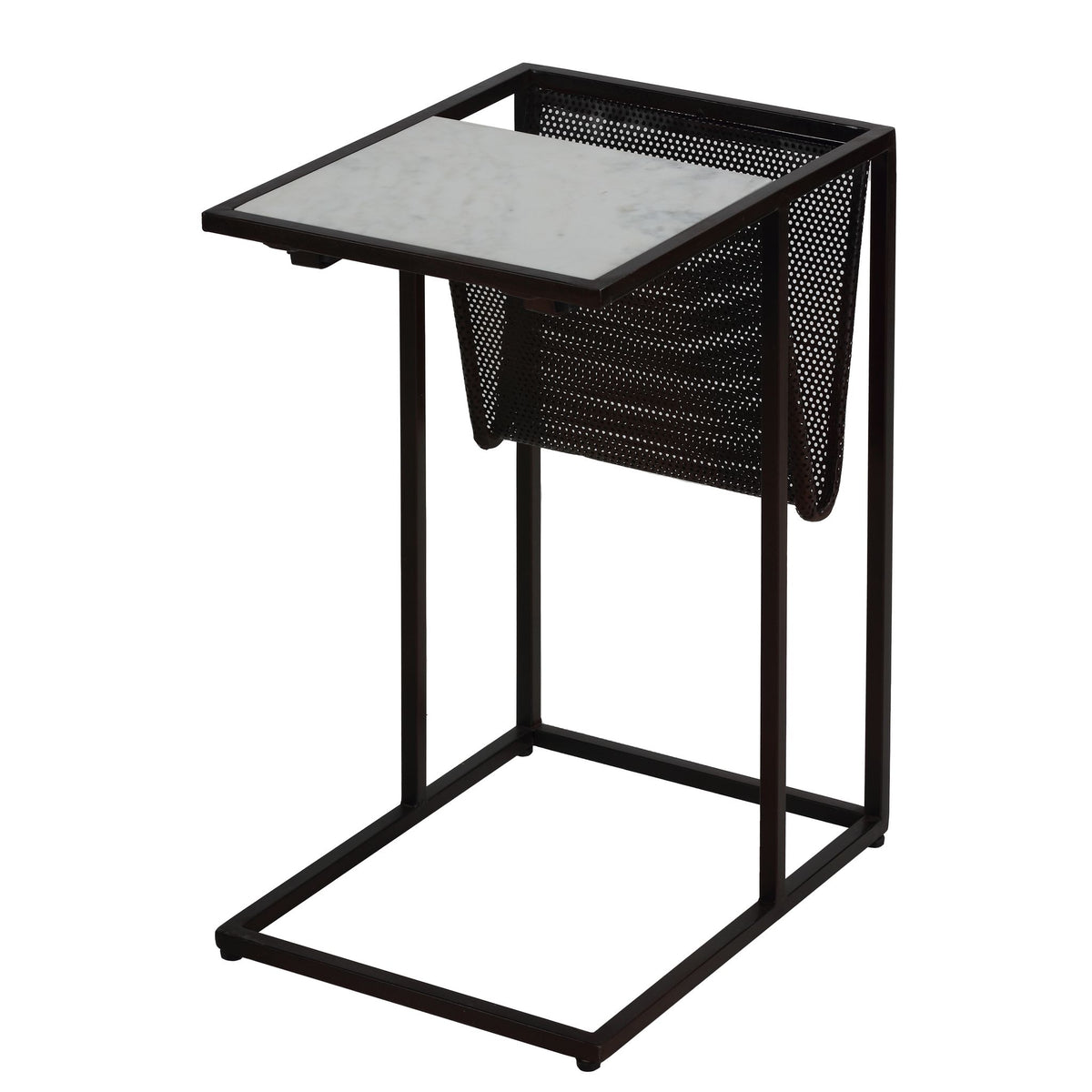 Bare Decor Maggi Magazine Rack C Table in Black Metal with Marble ...