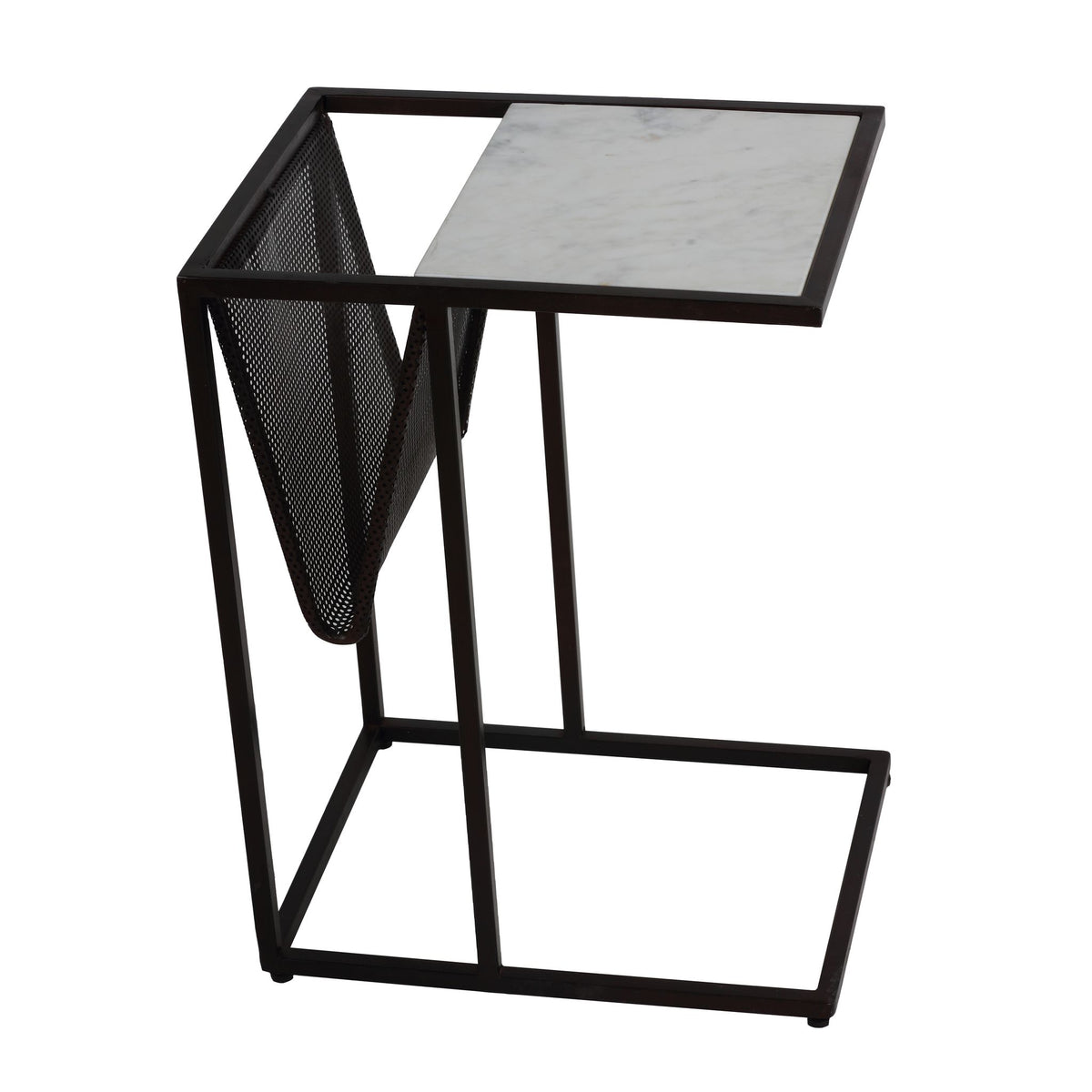 Bare Decor Maggi Magazine Rack C Table in Black Metal with Marble ...